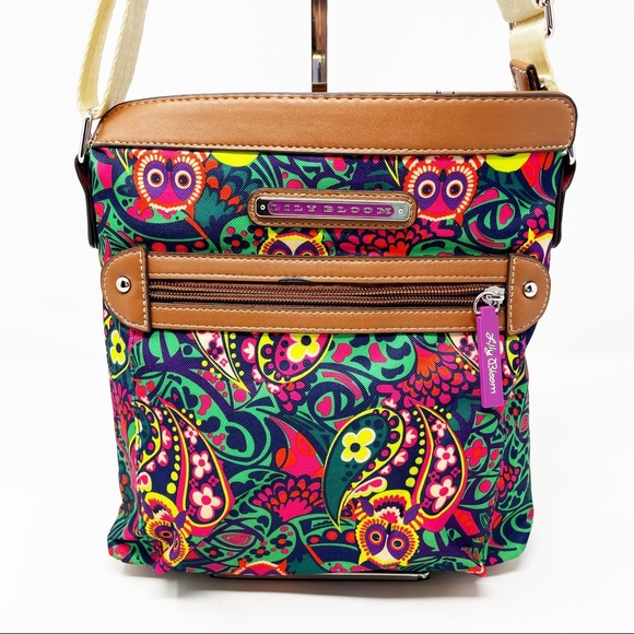 Lily Bloom | Bags | Lily Bloom Paisley Floral Owls Crossbody Purse Bag ...